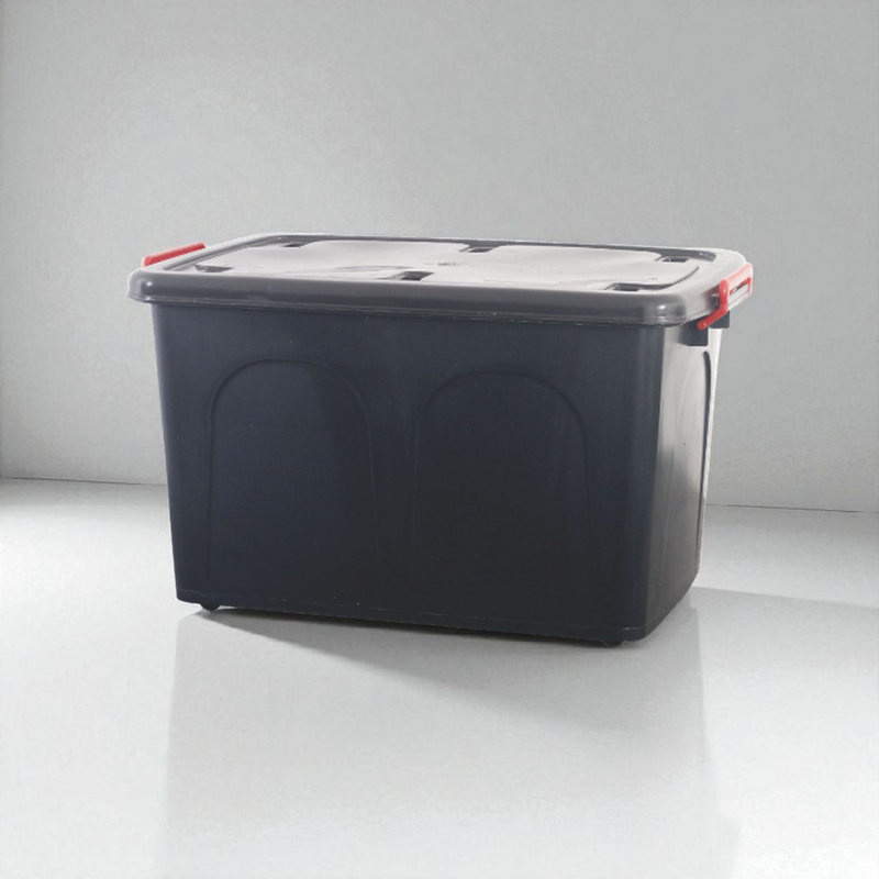 85L Storage Utility Container Box Black with Wheels
