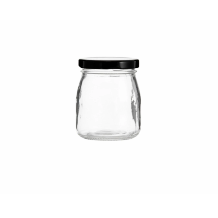 Regent Glass Round Jar 180ml with Black Lid 12pack 15115