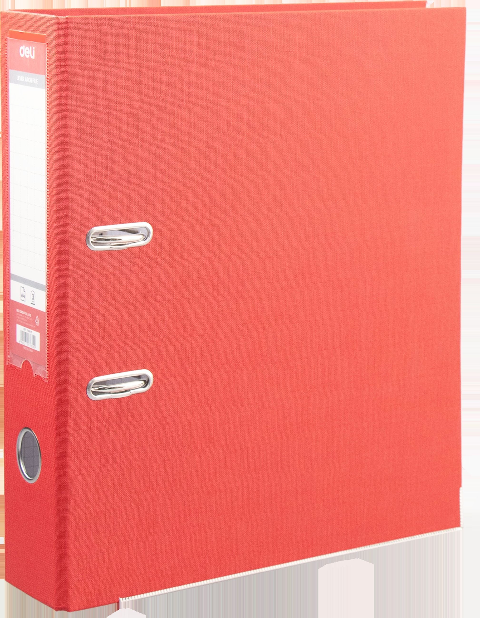 Deli Arch Lever File A4 76mm Half Coated Rado Look Red