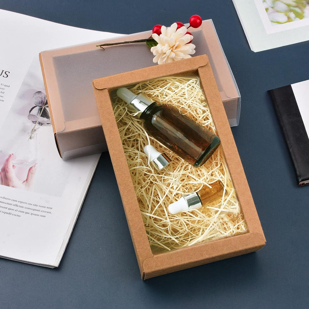 Gift Biscuit Paper Box Kraft with PVC Slide Cover