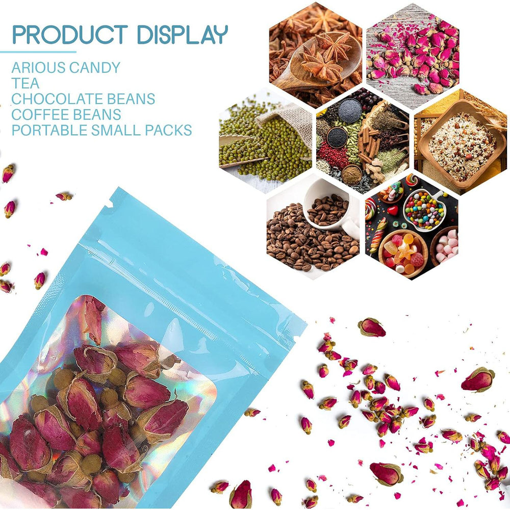 Resealable Mylar Pouch Bags Full Window Display with Euro Loop Punch H
