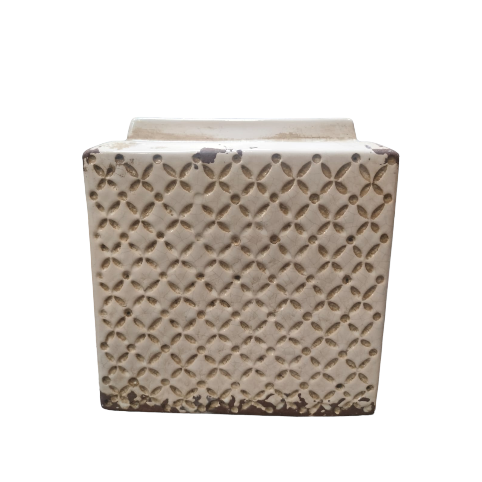 Vintage Rustic Ceramic Cream Vase 18x9cm