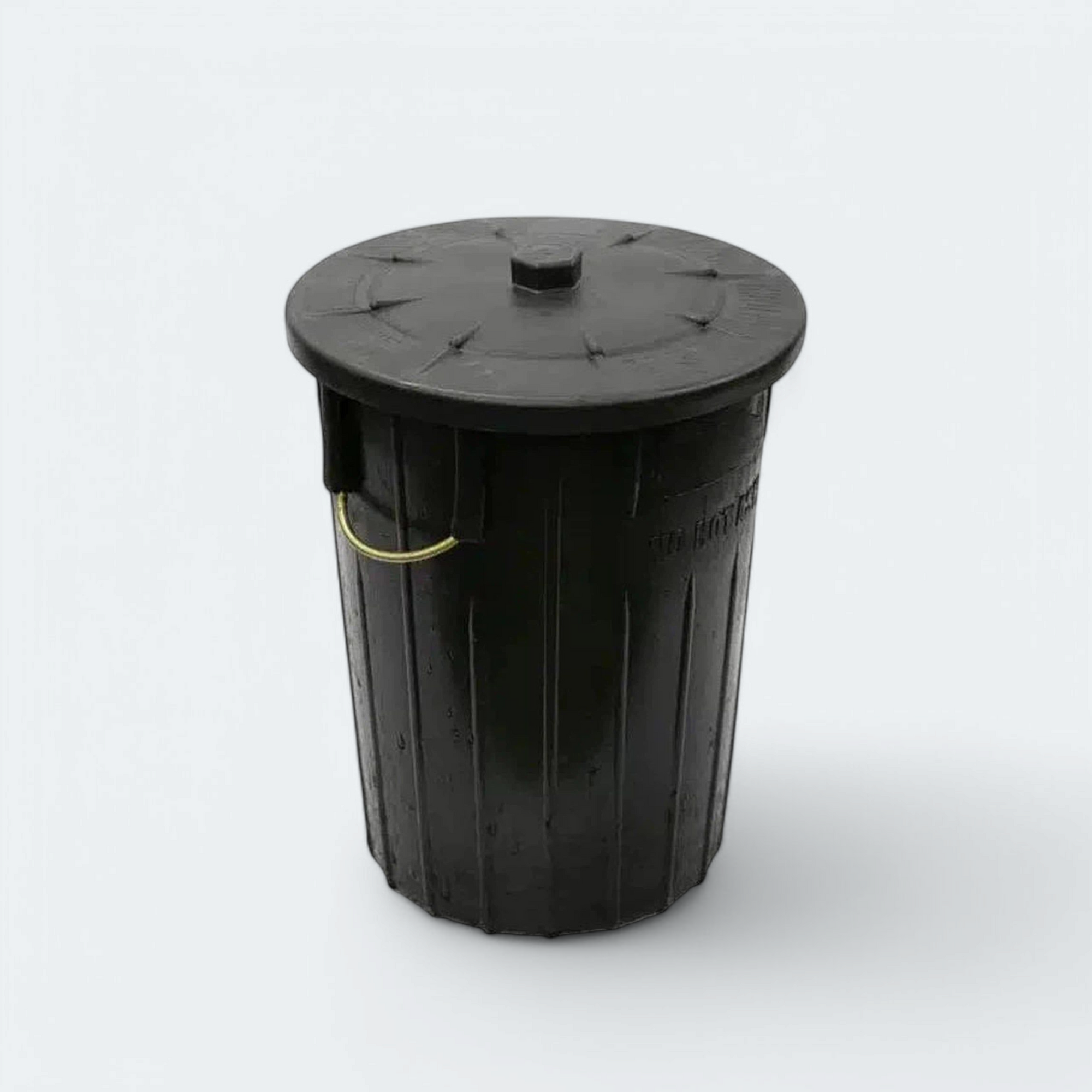90L Refuse Rubber Bin Black with Lid - No Hot Ash Rubber Bin