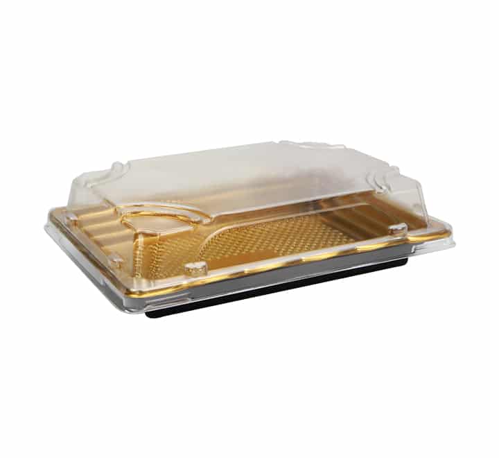 Disposable Plastic Cake Box Gold rectangle XPP608