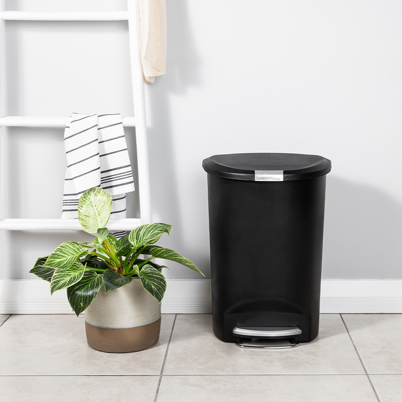 22L Legend Pedal Step Waste Dustbin Black Plastic
