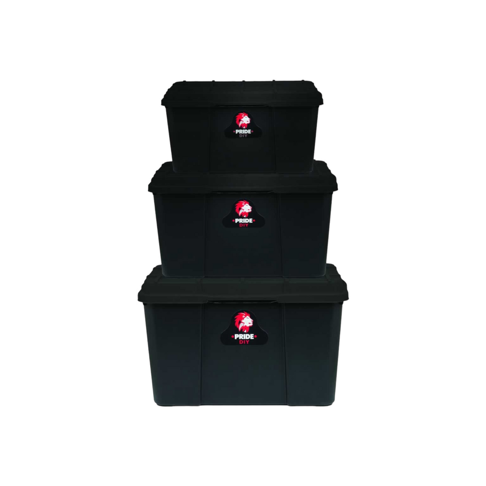 Pride Storage Container Box 3-Piece Set Full Black