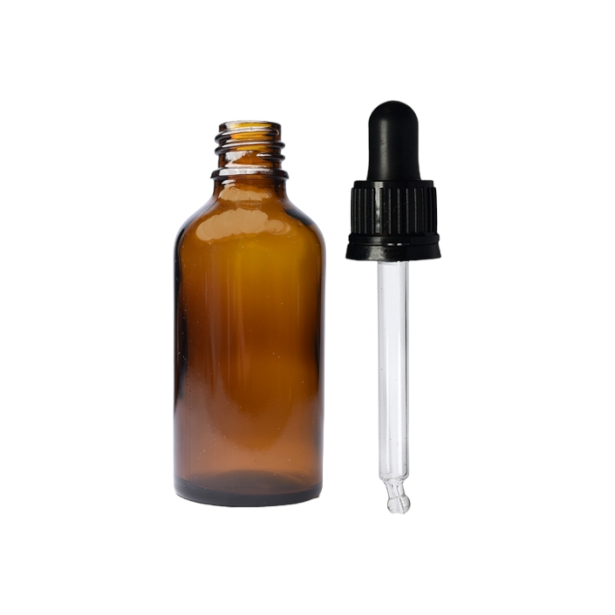 50ml Glass Dropper Bottle Amber Brown with Black Pipette Lid