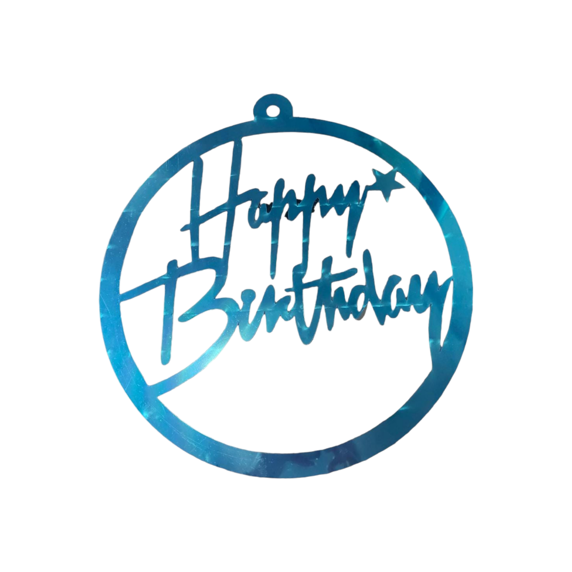 Happy Birthday Round Minimal Mirror Acrylic Sign 40cm