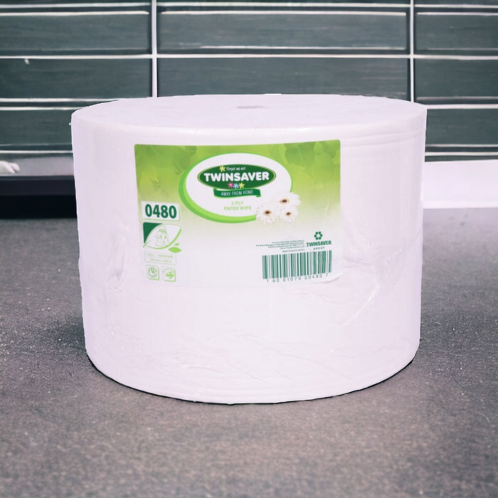 Twinsaver 2ply Paper Wipe Roll 280mmx1000m 0480