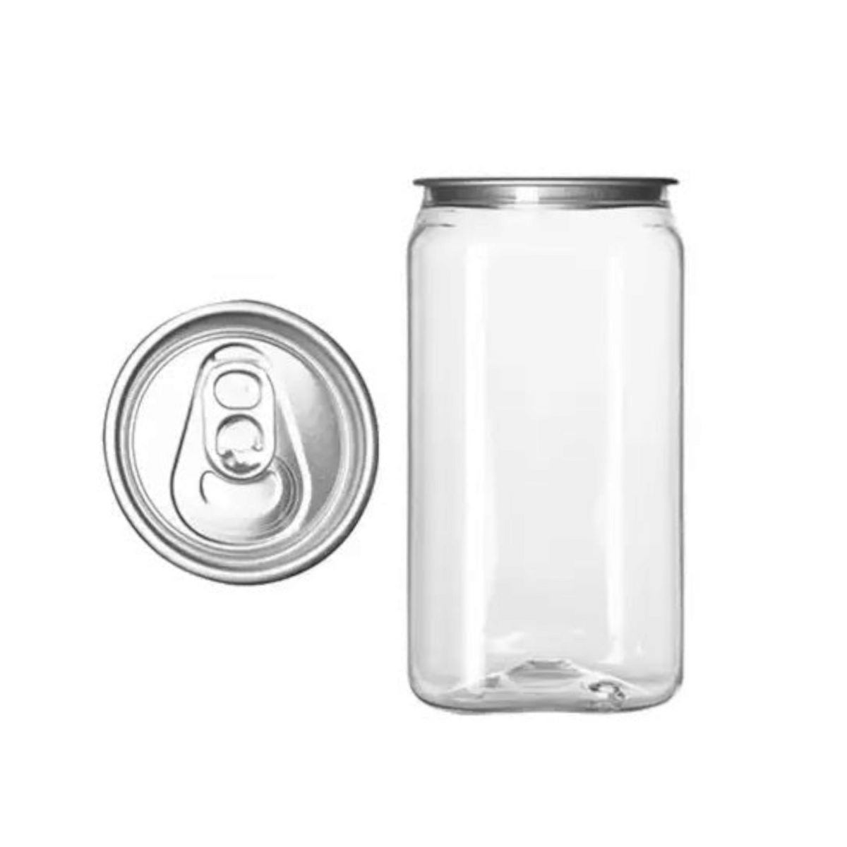 Food Grade Plastic Drinking Clear Can with Aluminium Lid