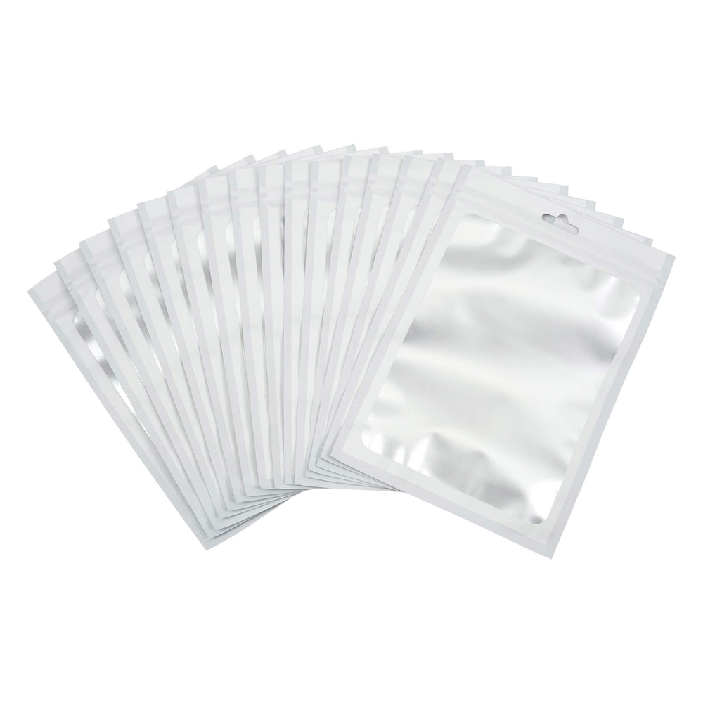 Resealable Mylar Pouch Bags Full Window Display with Euro Loop Punch H