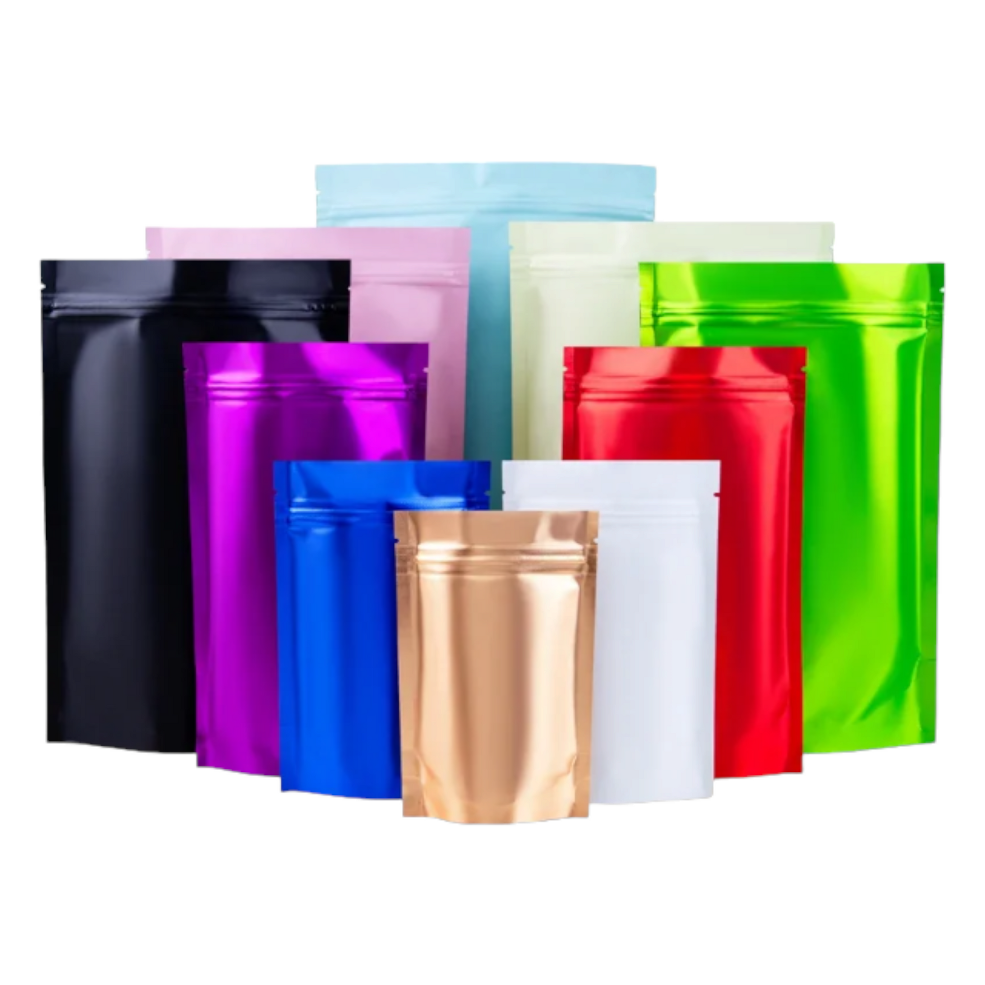 Aluminium Metalized Foil Pouch Bags Zip Lock Resealable Stand-Up No-Wi