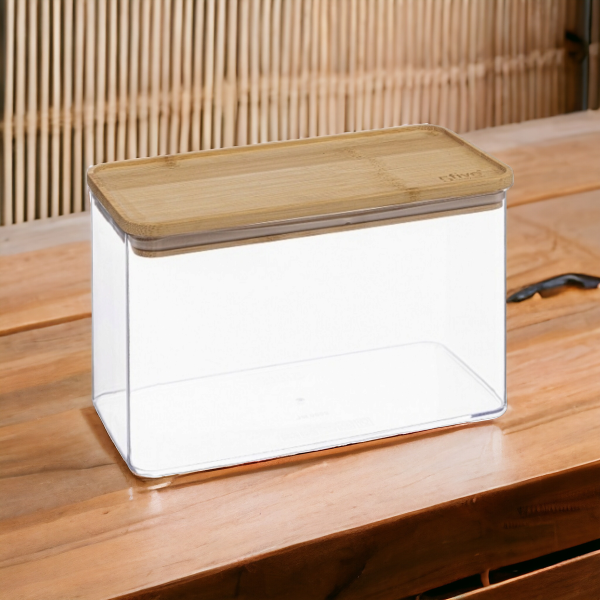 Acrylic Storage Container Rectangular 2L with Bamboo Lid