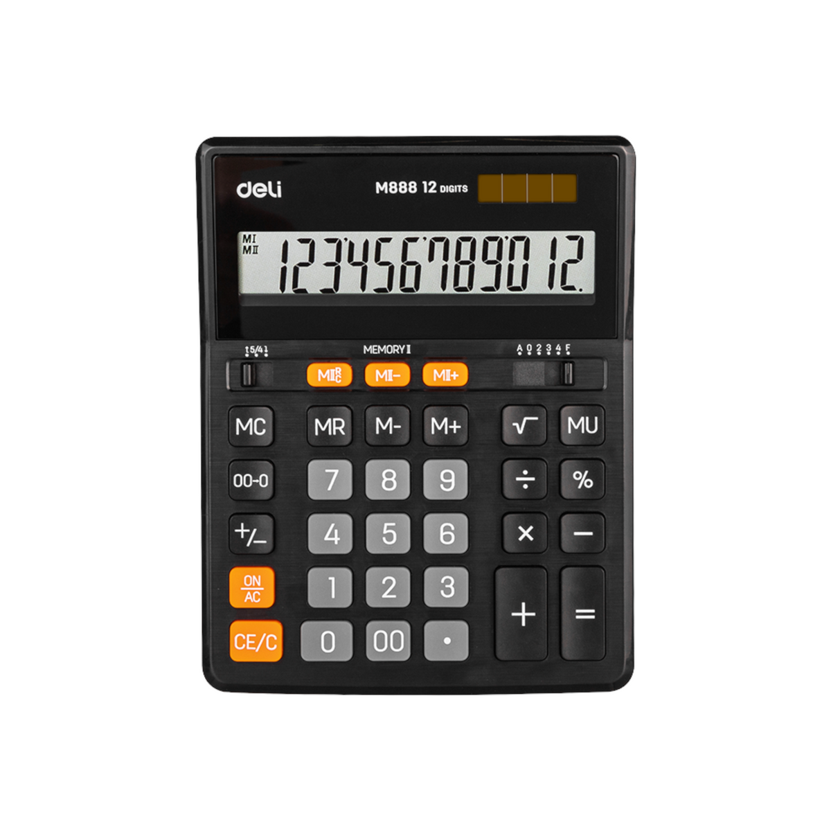 Deli Plastic Desktop Calculator 12-Digit Dual Memory Dual Power