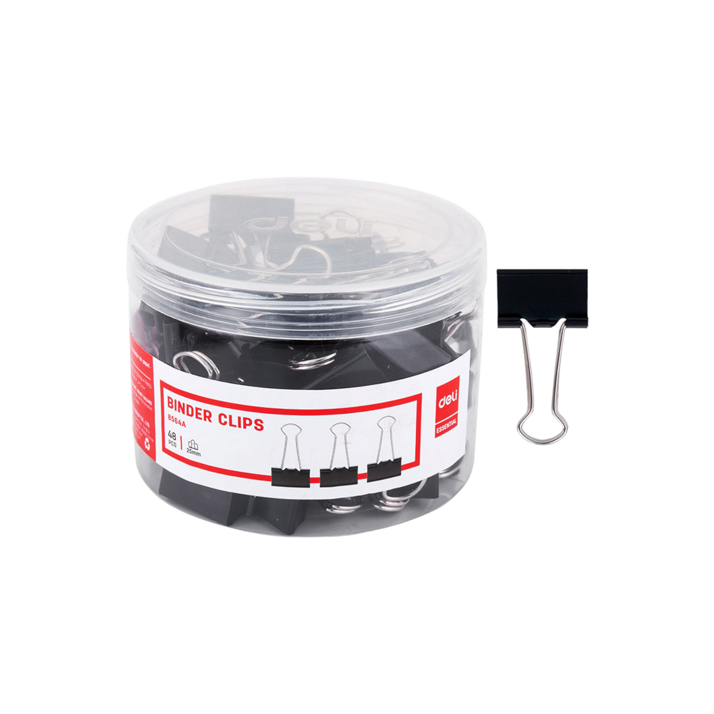 Deli Fold Back Binder Clips 15mm Black 48pcs