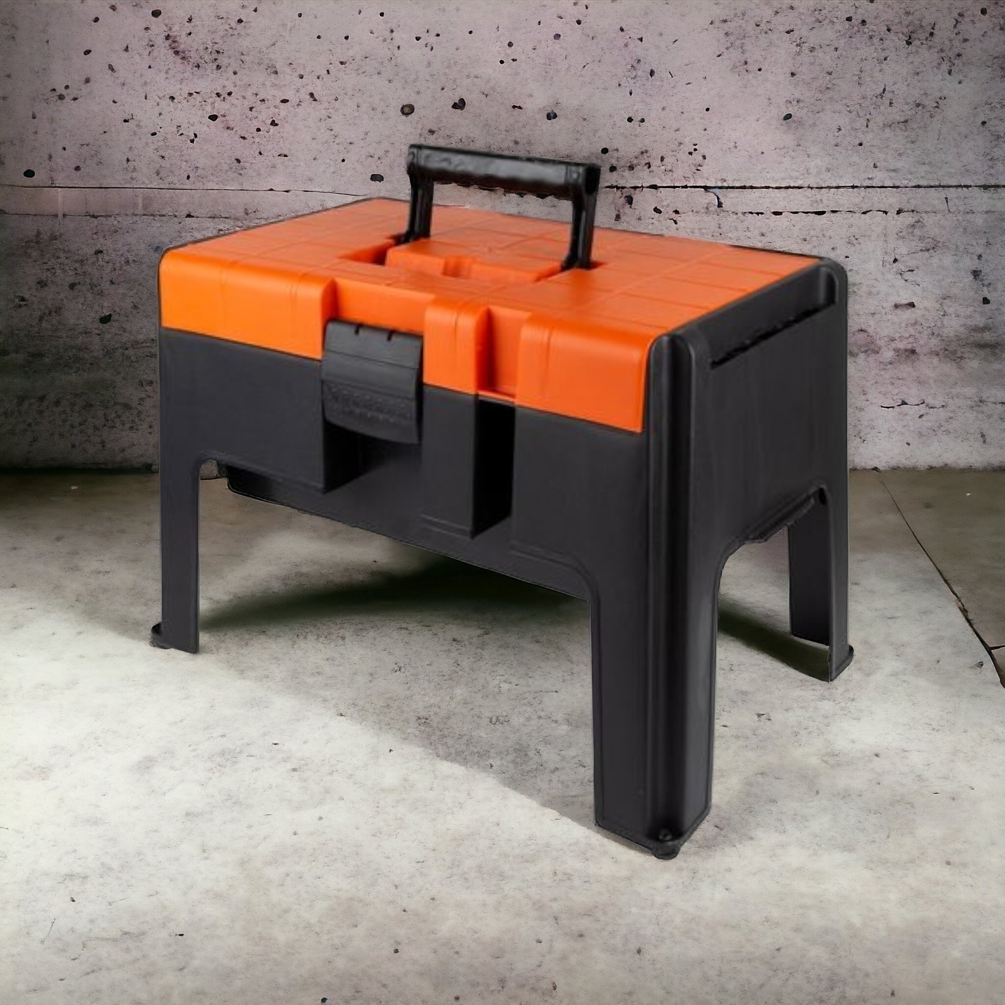 Big Jim Step Stool Toolbox 3-in-1 with Orange Lid