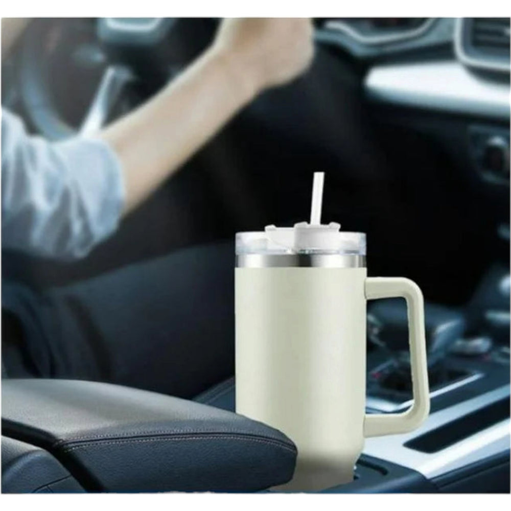 1.2L Travel Mug Thermos Flask Stainless Steel with Handle & Straw