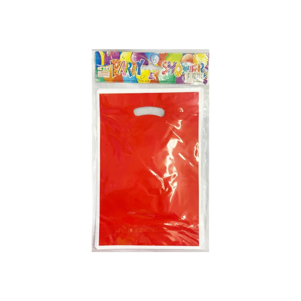 Party Loot Color Plastic Bags 16x25cm 10pack Die Cut Handle