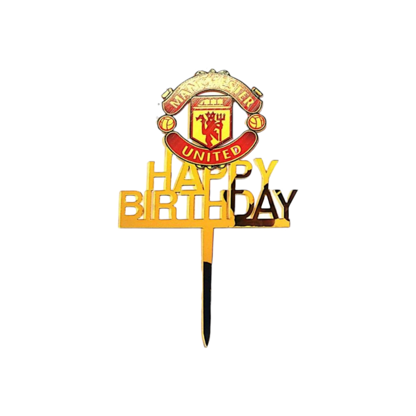 Acrylic Cake Topper Happy Birthday Manchester United Theme