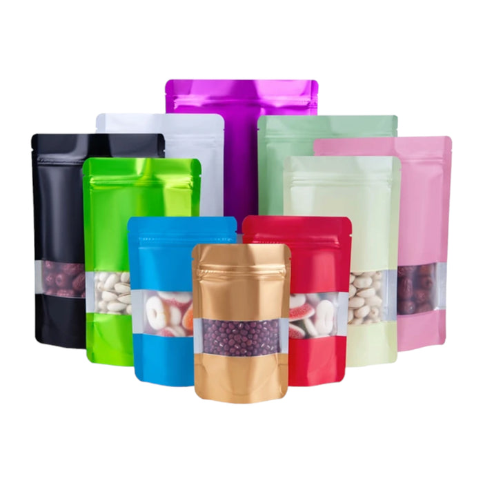 Aluminium Metalized Zip Lock Resealable Foil Stand Up Pouch Display Ba