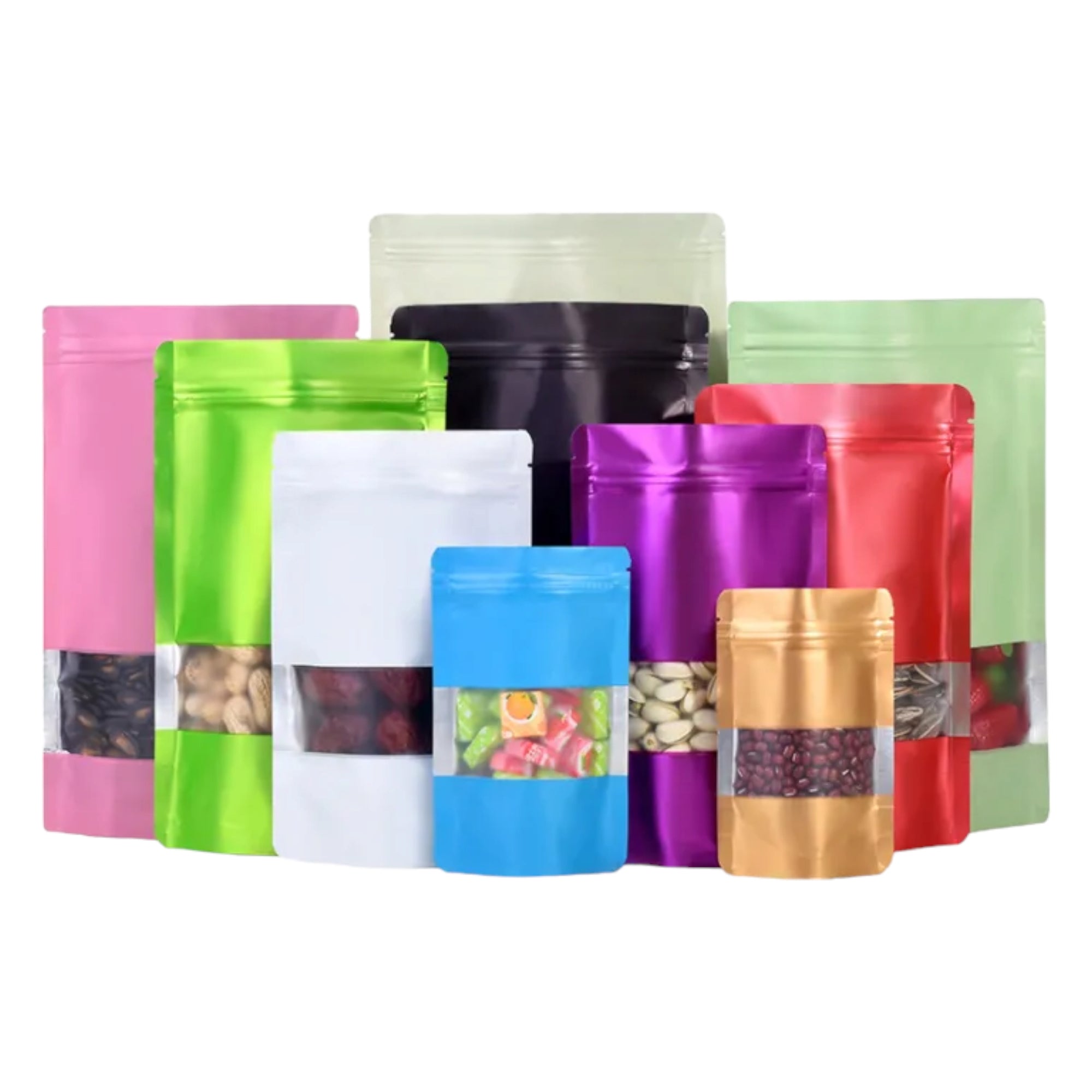 Aluminium Metalized Foil Pouch Bags Zip Lock Resealable Stand-Up with