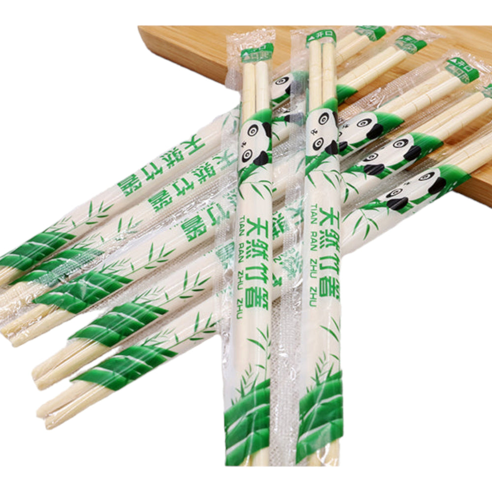 Disposable Bamboo Chopsticks 20cm Twine with Plastic Wrap 10Pack