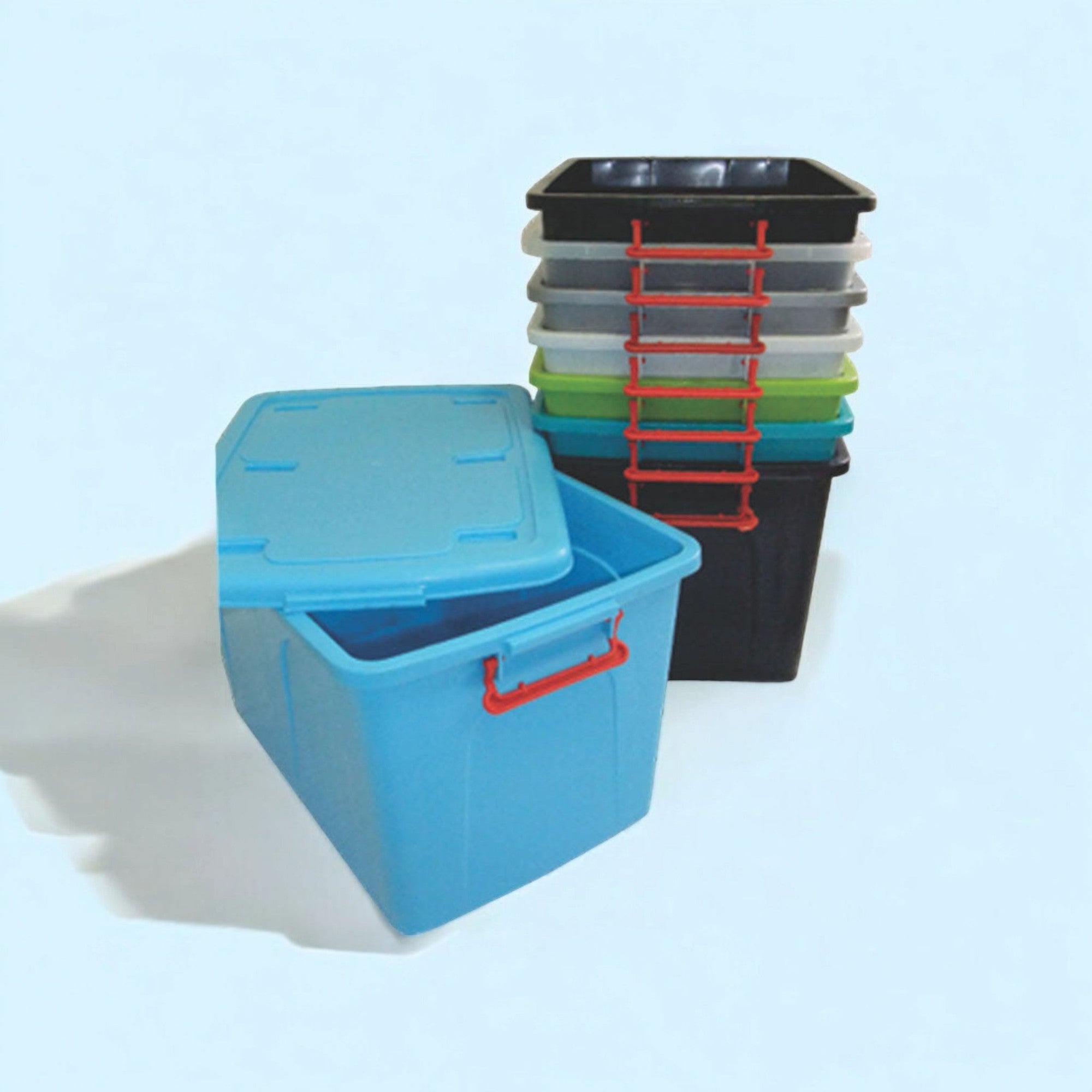 150L Storage Utility Box Container with Clip Lock Handle & Wheels Nu W