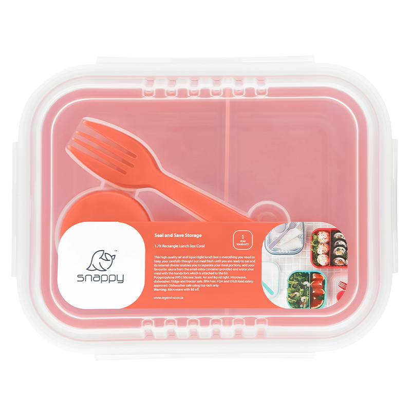 1.7L Rectangular Snappy Lunchbox Coral SN-1700C