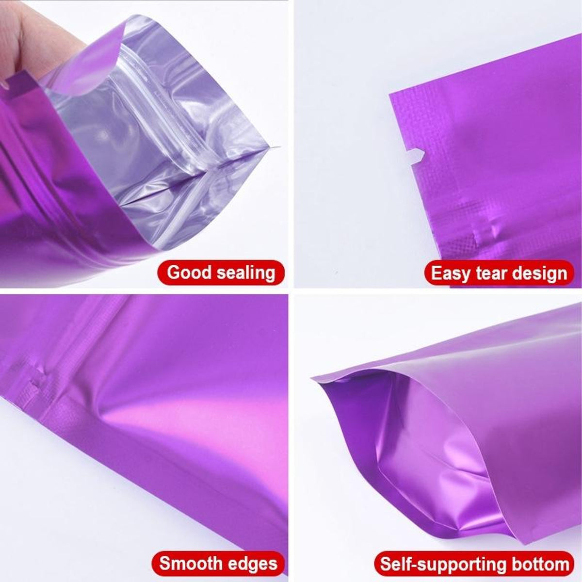 Aluminium Metalized Zip Lock Resealable Foil Stand Up Pouch Packing Ba