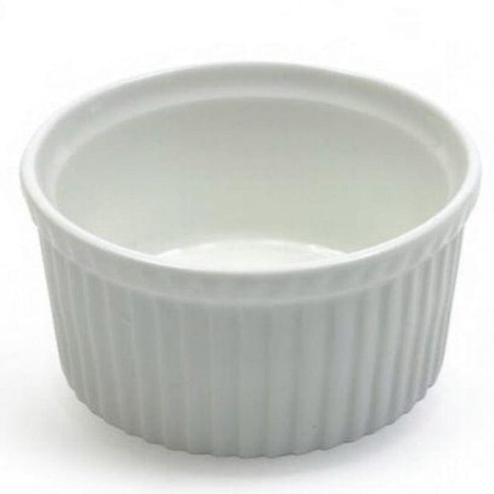 Ramekin Ceramic Ribbed 4.25inch White Baking Round Bowl