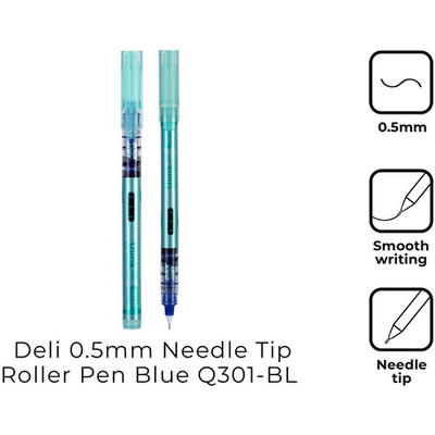 Deli Roller Pen with Ink Indicator 0.5mm Blue EQ300-BL 1pc
