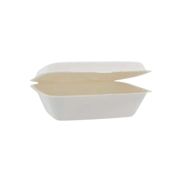 Biodegradable Sugar Cane Snack Box Rectangular White 10 Pcs
