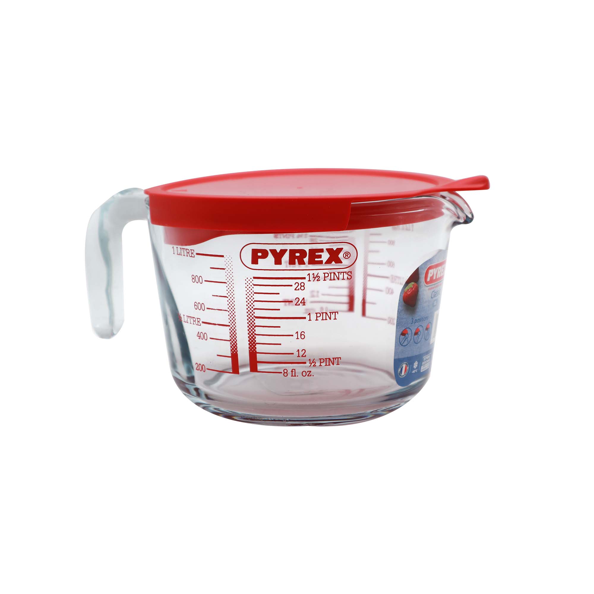 Pyrex 1L Measuring Jug + Lid