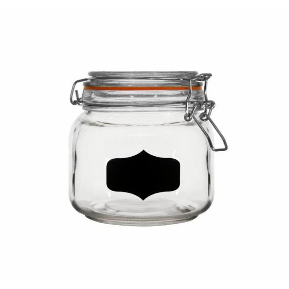 Regent Glass Canister Jar 750ml Hermetic with Clip Seal & Chalkboard N