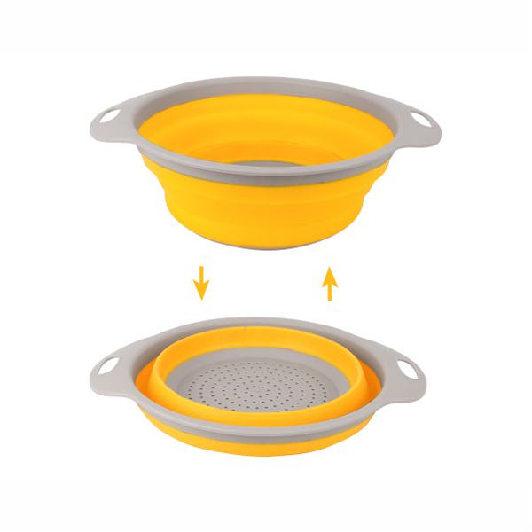Silicone Collapsible Colander and Strainer with Handle Yellow 10Inch 1