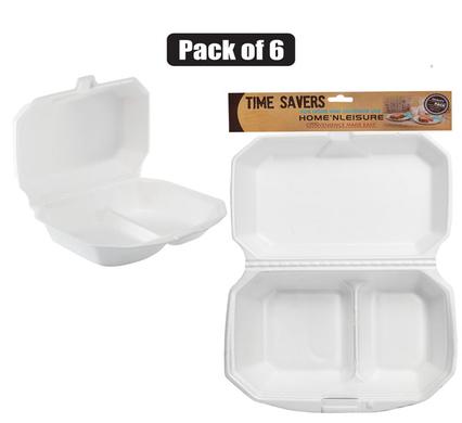Disposable Picnic Box Styrofoam 2 Division 6pc