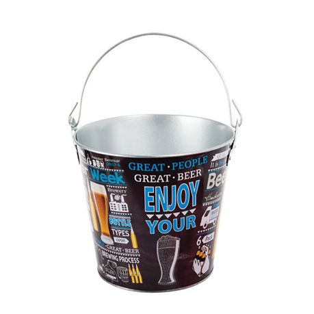 Ice Bucket Tinplate 22x18cm Decorated