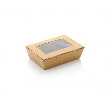 Kraft Paper Food Lunch Box with Window Lid No.2 Small 5pack