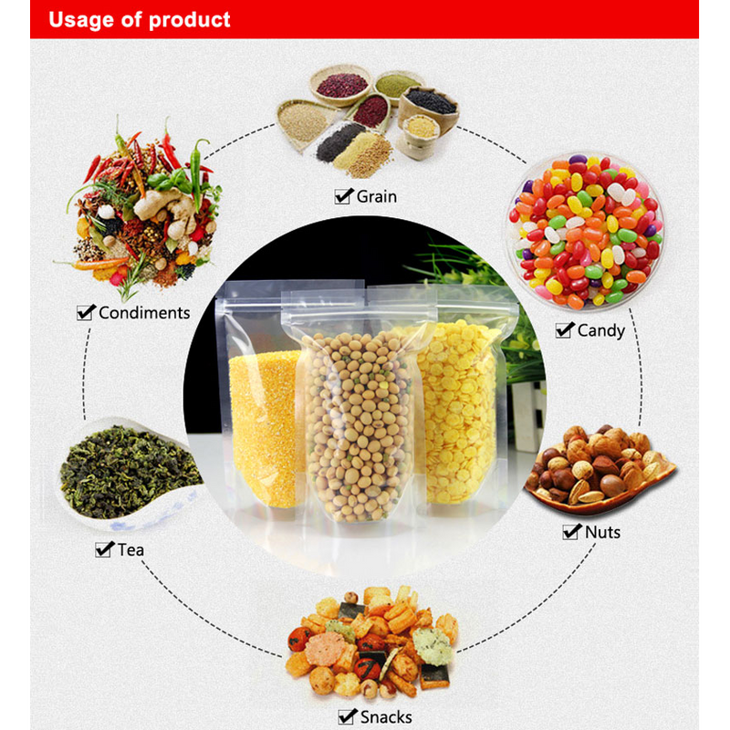 Ziplock Pouch Resealable Stand up Bags Clear 200g 12x20+4cm 10pack