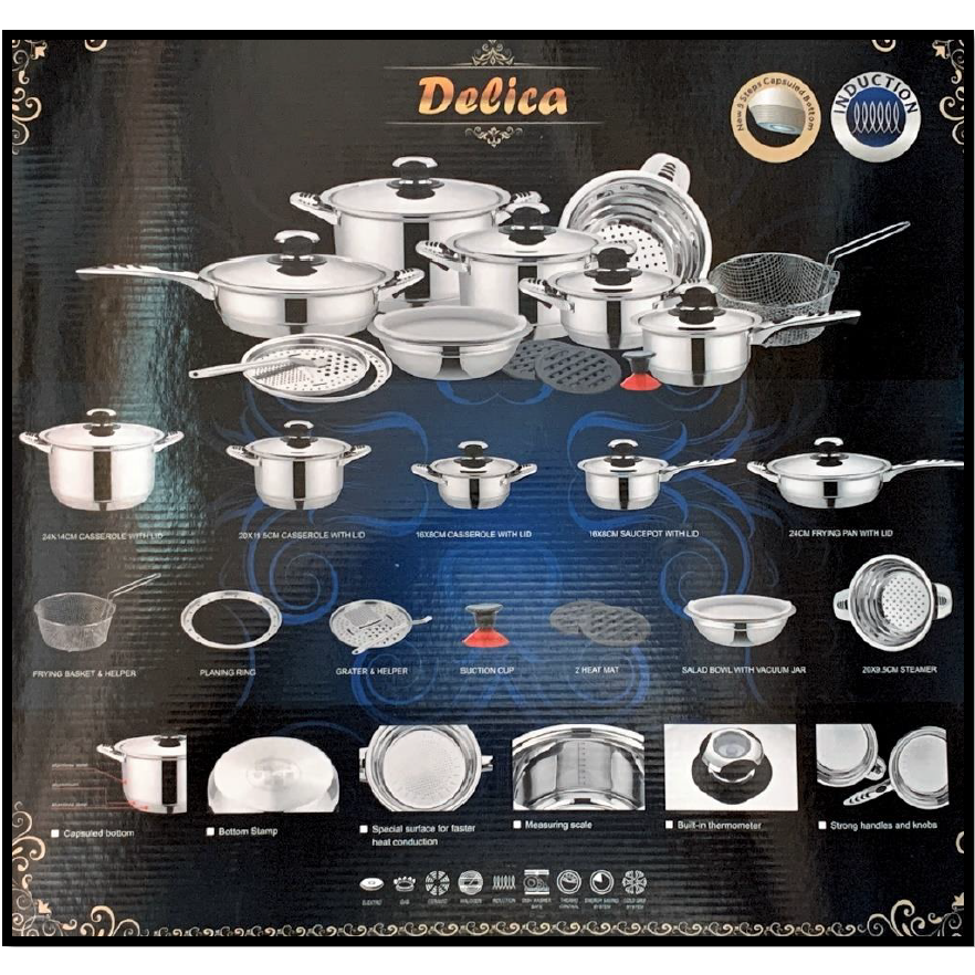 Delica Pot Set Stainless Steel 21Pcs RW2102 P754