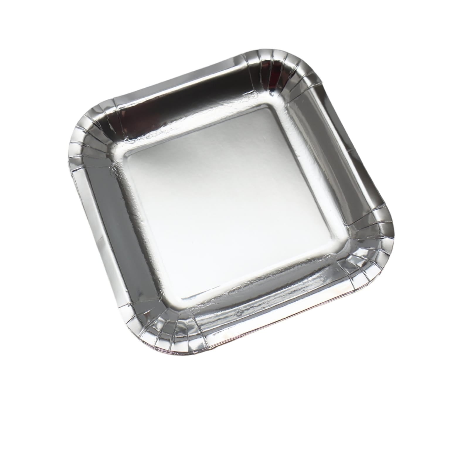 Party Paper Plates Square Silver 7inch 18cm 10pack
