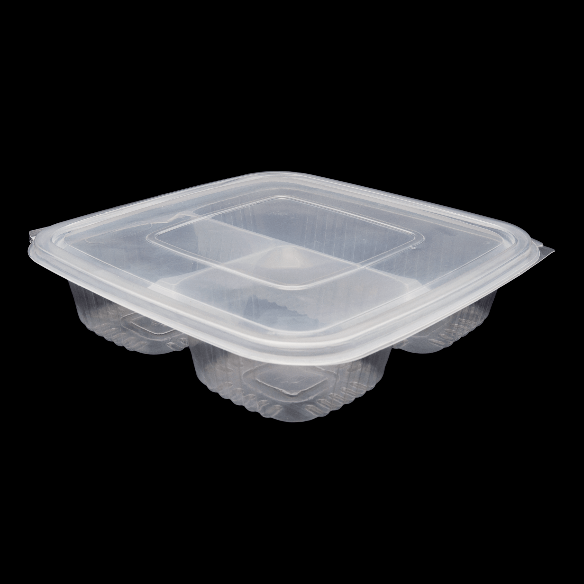 Zibo Lunch Meal Container Tray Clear 3 Compartment Division Disposable