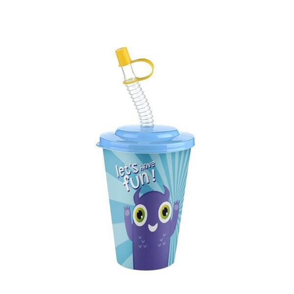Titiz Plastic Kiddies Cute Smoothie Cup with Lid and straw 400ml AP912
