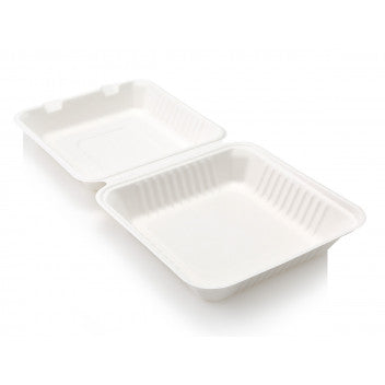 Bio Lunchbox 1.2L Clamshell Square White Sugar Cane