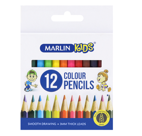 Marlin Kids Colour Pencils 12Pack Short