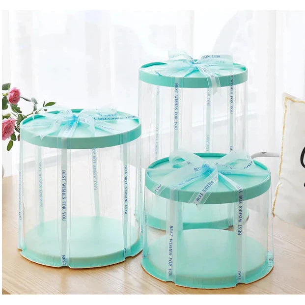 Plastic PVC Gift Box See Through Double Round Assorted