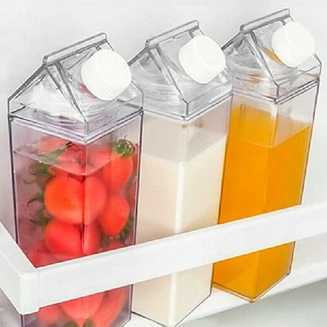 Milk Carton 500ml Acrylic Plastic Bottle Assorted