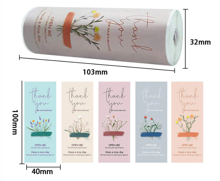 Thank You Tube Sticker 10x4cm 150 Sticker