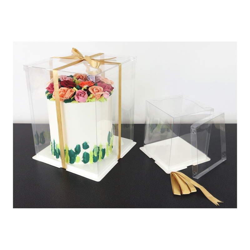 Plastic See Through Single Layer Square Cake Gift Box Assorted